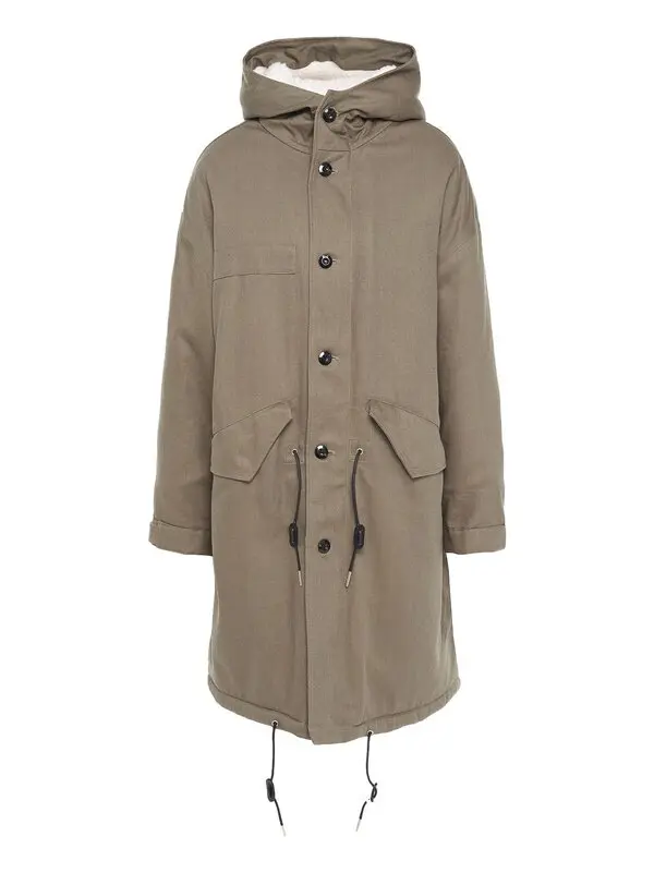 IRO PARIS Cotton-twill Hooded Parka With Faux Shearling Lining - Army Green