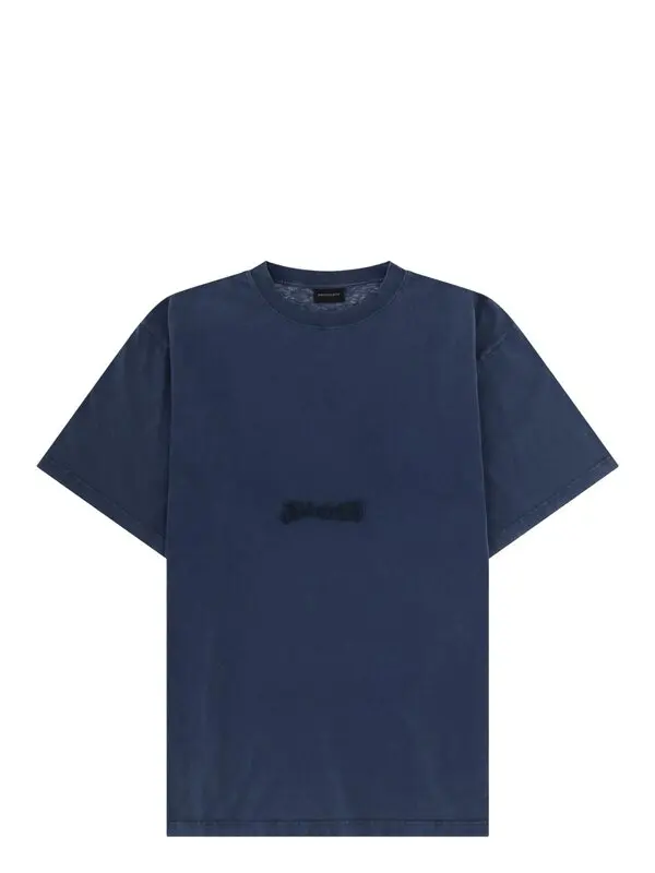 Balenciaga T-shirt Con Logo Ricamato - Blue