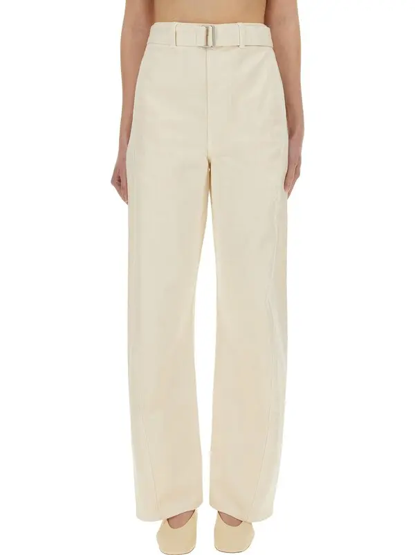LEMAIRE Pants With Belt - Ivory