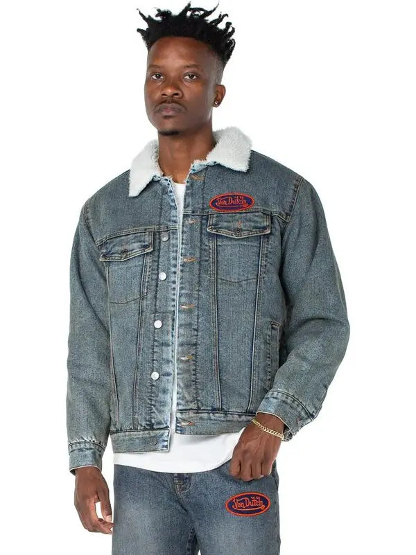 VON DUTCH Piston Denim Trucker Jacket - Hazestone
