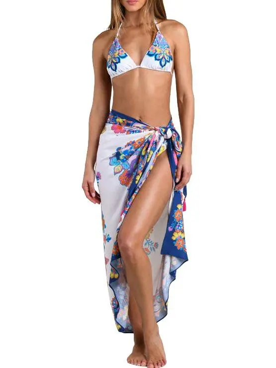 SUNSHINE 79 Butterfly Tropical Print Cover-up Sarong - White Multi