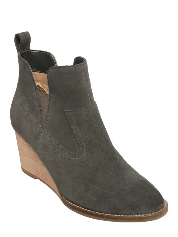 Blondo Irving Waterproof Wedge Bootie - Dark Grey Suede