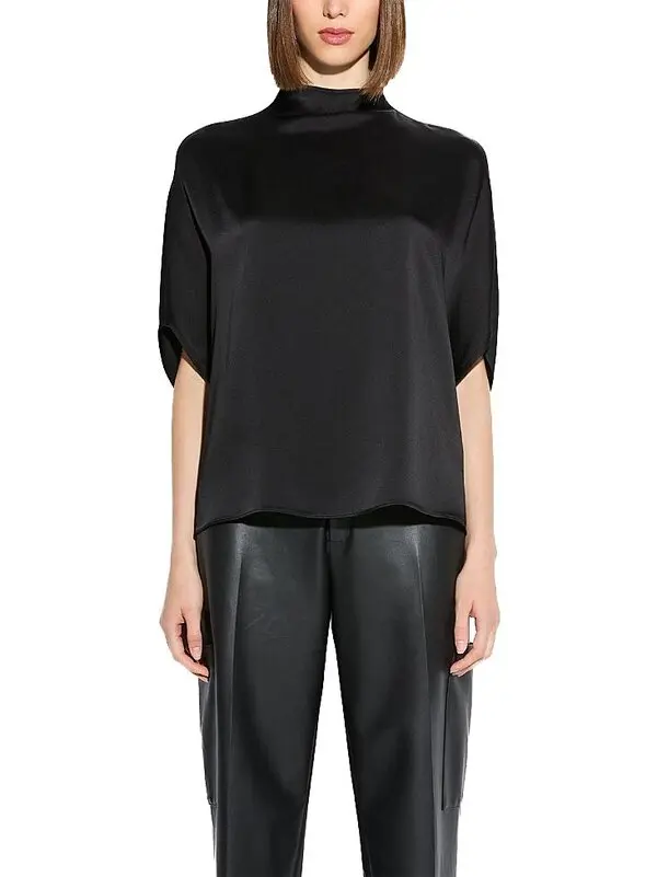 Lapointe Satin Cape Tee - Black