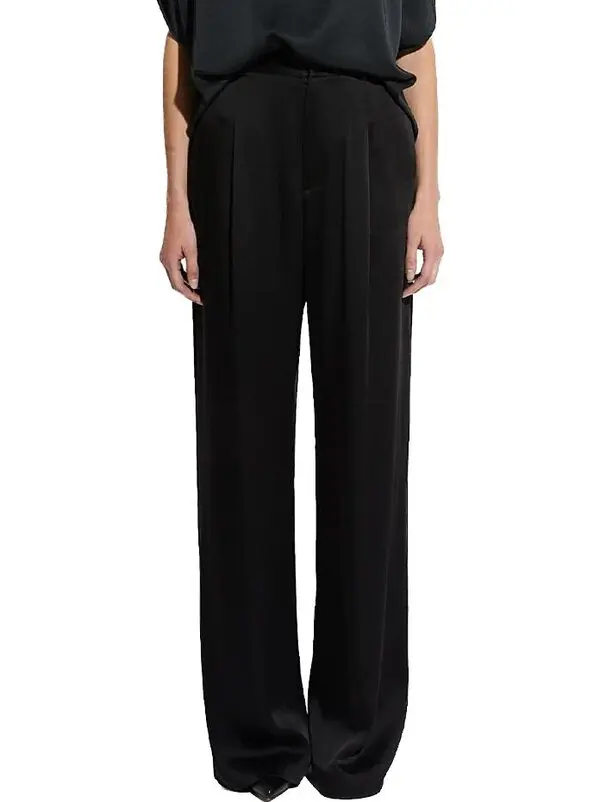 Lapointe Satin Relaxed Pleated Pant - Black