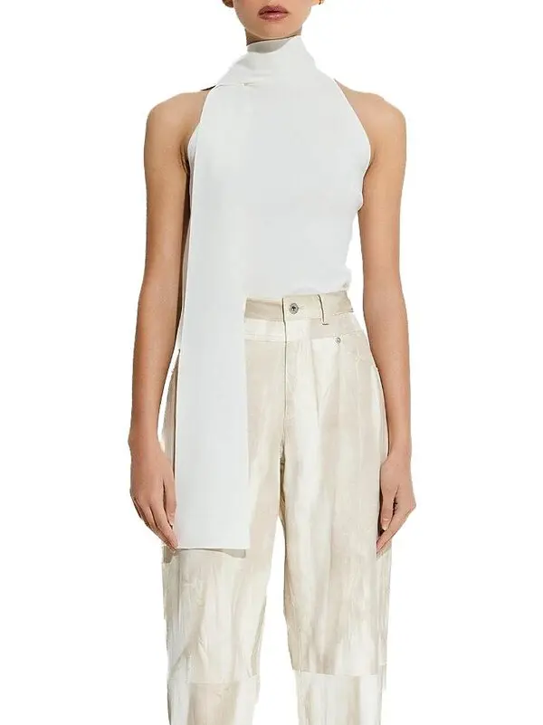 Lapointe Matte Viscose Halterneck Top - Off White