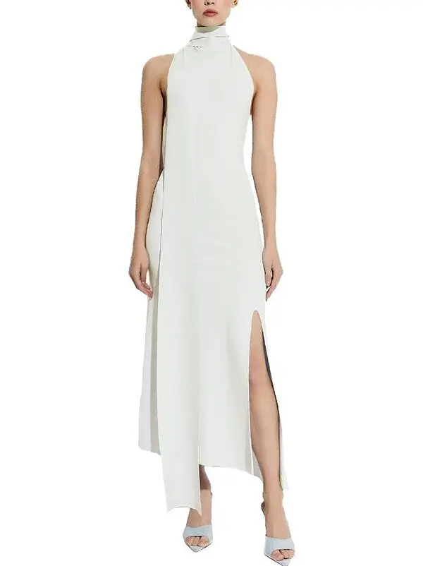 Lapointe Matte Viscose Halterneck Dress - Off White
