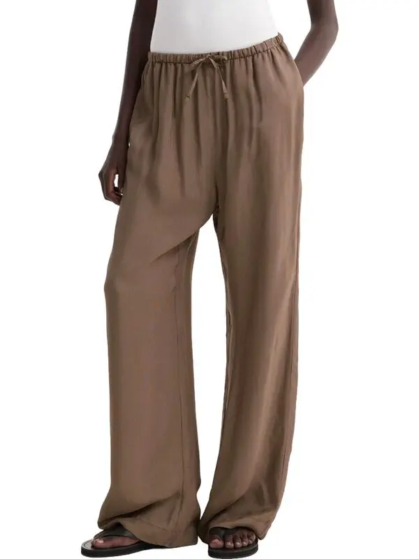 RÓHE Mini Check Relaxed Drawstring Pants - Brown Mini Check