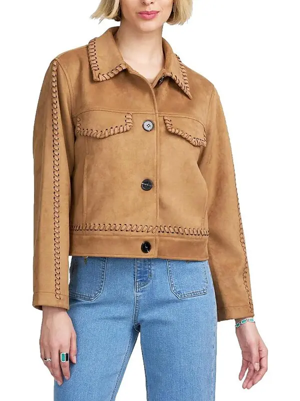 ELLE COLLECTION Faux Suede Jacket - Light Khaki