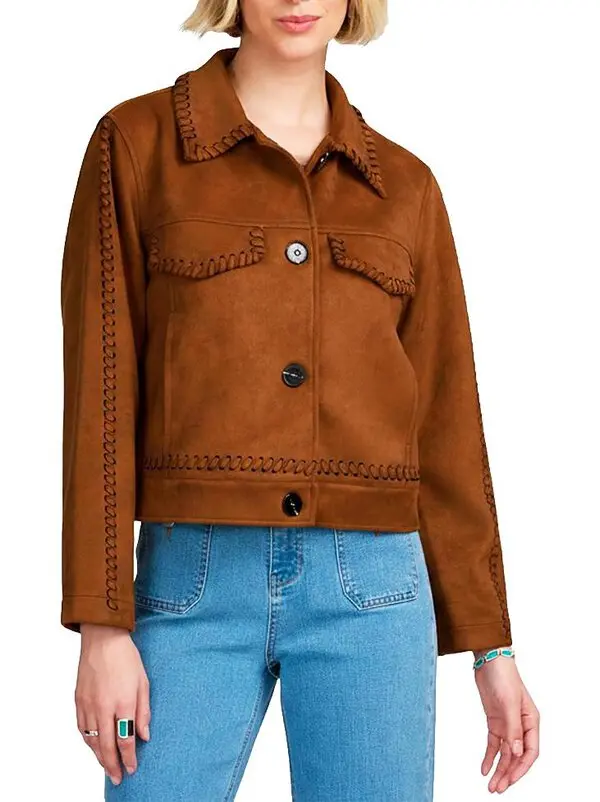 ELLE COLLECTION Faux Suede Jacket - Russet