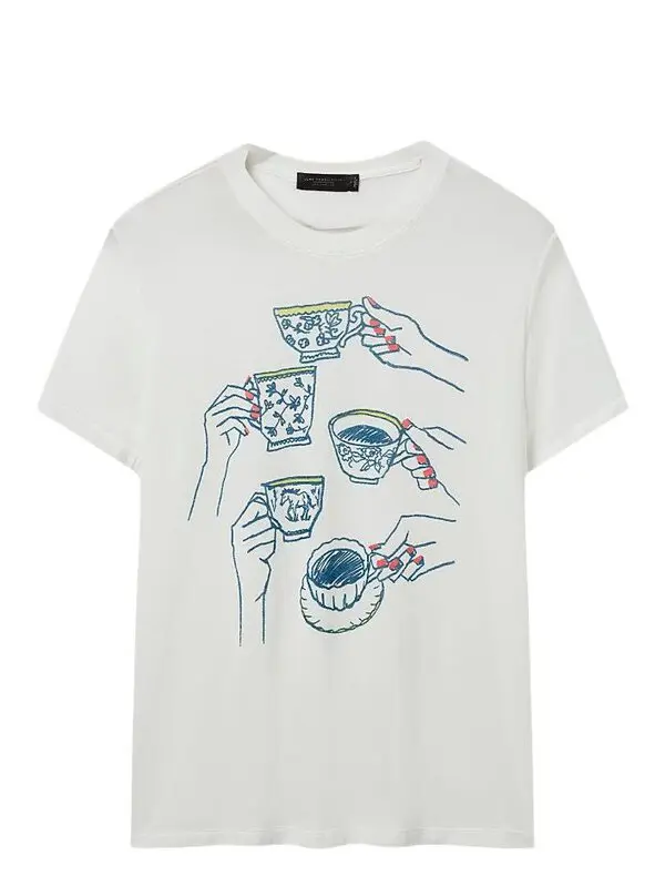 Junk Food Clothing Tea Party Vintage Tissue Tee - Vintage White