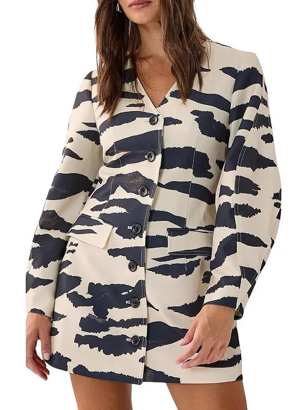 Nasty Gal Tailored Mini Dress With Cocoon Sleeves - Butter