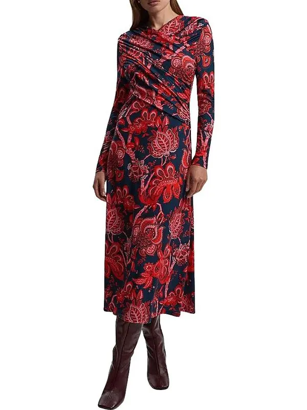 Karen Millen Paisley Jersey Crepe Twist Maxi Dress - Red