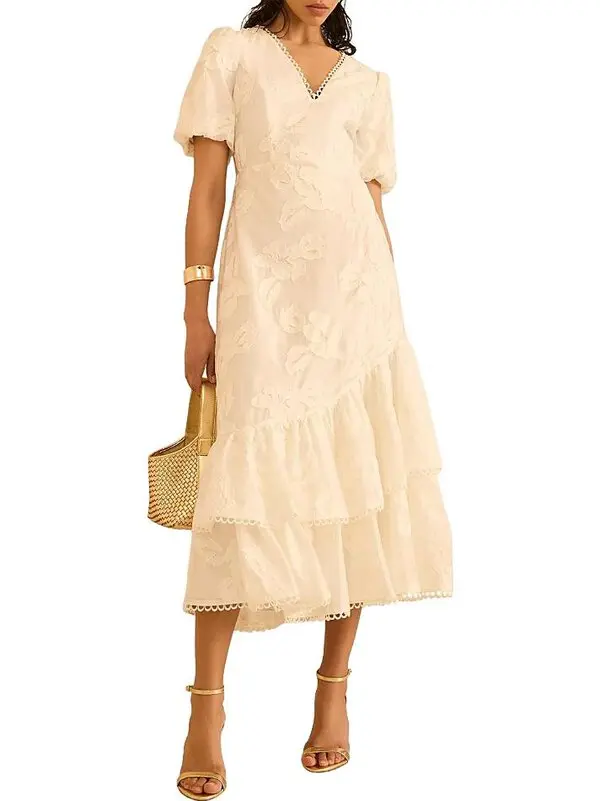 Mint Velvet Cotton Blend Floral Maxi Dress - Ivory