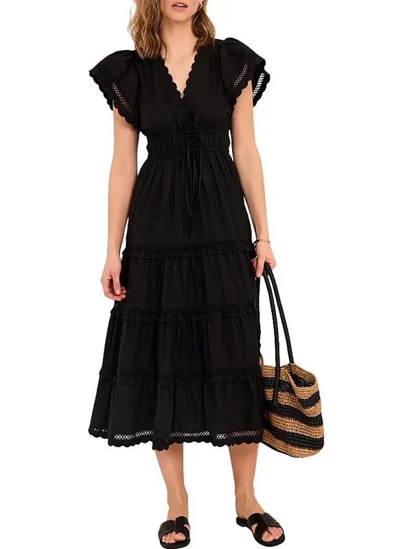 Mint Velvet Cotton Ruffle Maxi Dress - Black