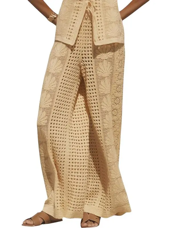 Mint Velvet Crochet Knit Trousers - Yellow