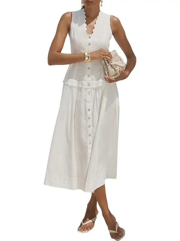 Mint Velvet Ramie Drop Waist Maxi Dress - Ivory