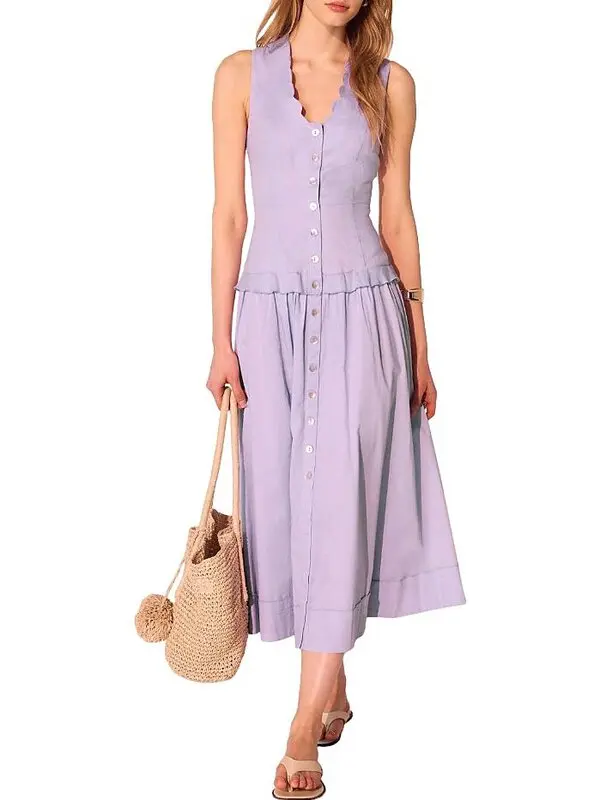 Mint Velvet Ramie Drop Waist Maxi Dress - Lilac
