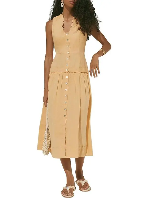 Mint Velvet Ramie Drop Waist Maxi Dress - Yellow