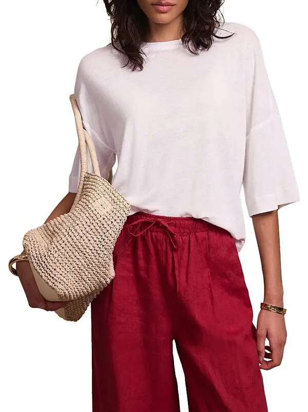Mint Velvet Linen Blend Boxy T-shirt - Ivory