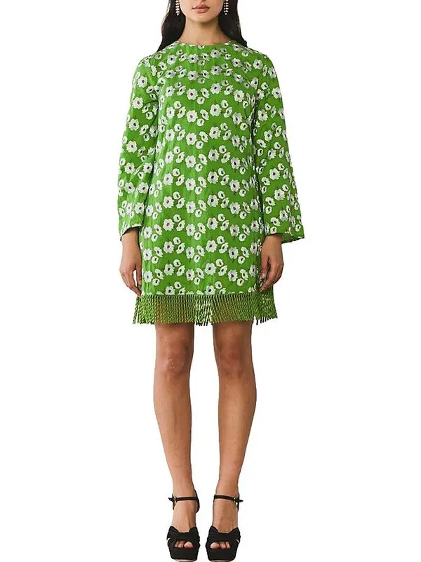 EDDY Tillie Mini Dress - Magnolia Green Embroidery