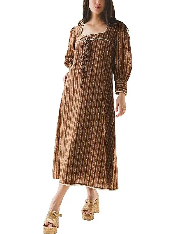 EDDY Tara Floral Stripe Midi Dress - Fresh Garden Floral