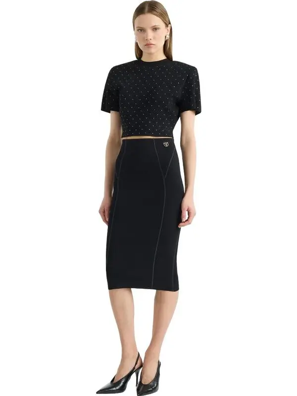 DODIEE Raya Jeweled Crop Top - Black