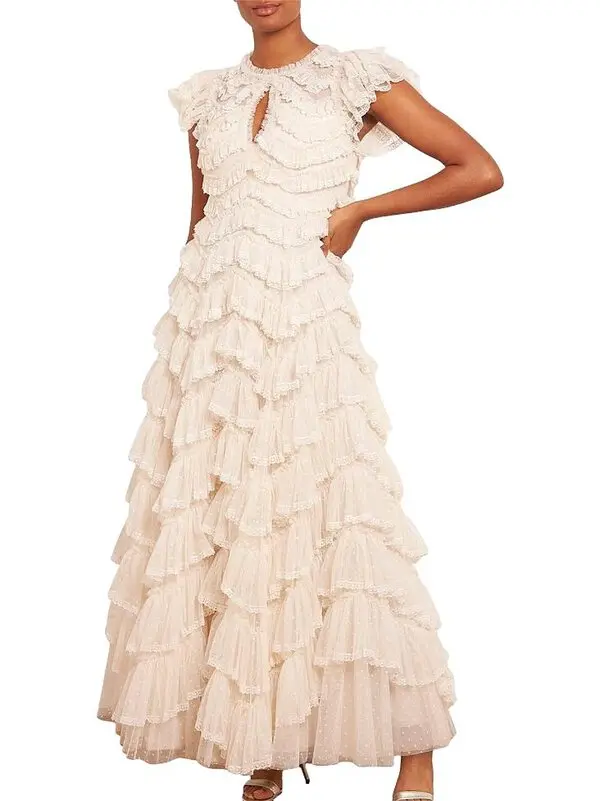 NEEDLE & THREAD Libby Lace Gown - Cream