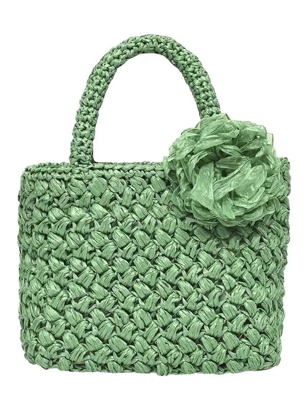 Carmen Sol Amalfi Raffia Mini Tote - Green