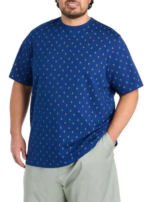 HARBOR BAY BY DXL Big & Tall Sailboat Print Moisture-wicking T-shirt V2 - Blue Depths