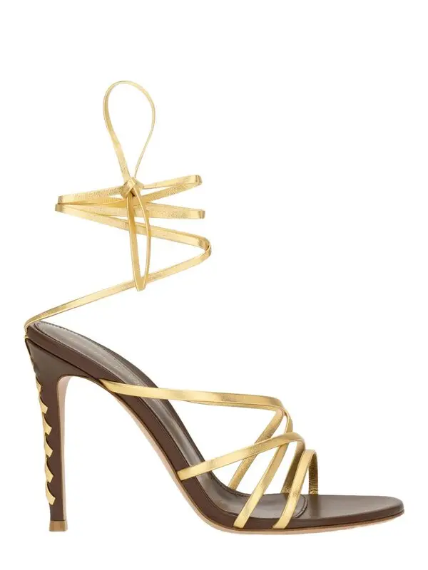 GIANVITO ROSSI Zaira 105 Sandal - Gold Leather