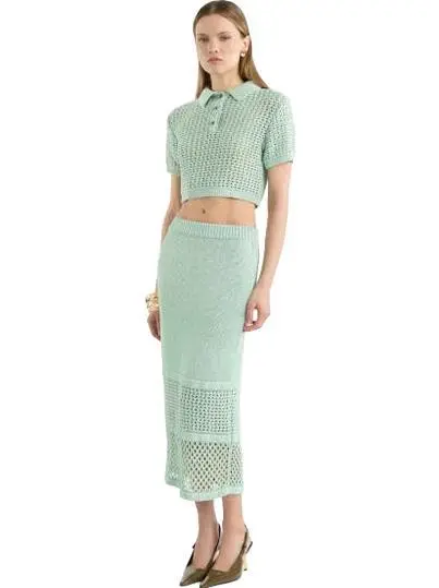 DODIEE Adalyn Crochet Polo - Misty Jade