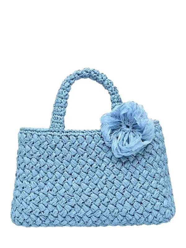 Carmen Sol Positano Raffia Mini Tote - Baby Blue