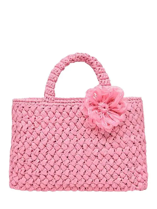 Carmen Sol Positano Raffia Mini Tote - Baby Pink