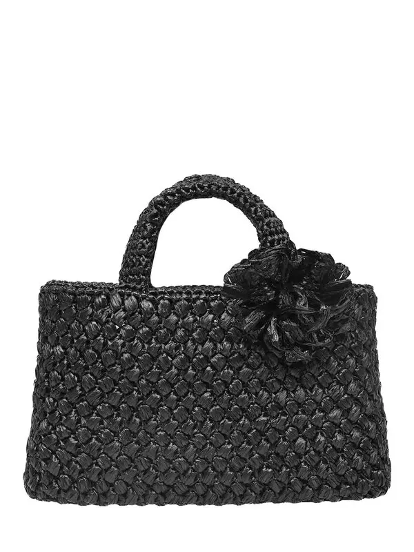 Carmen Sol Positano Raffia Mini Tote - Black