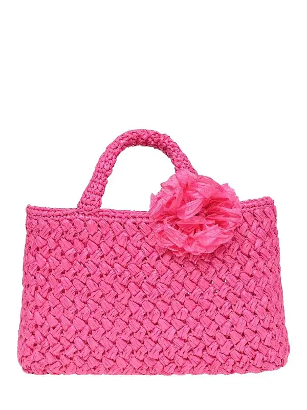 Carmen Sol Positano Raffia Mini Tote - Fuchsia