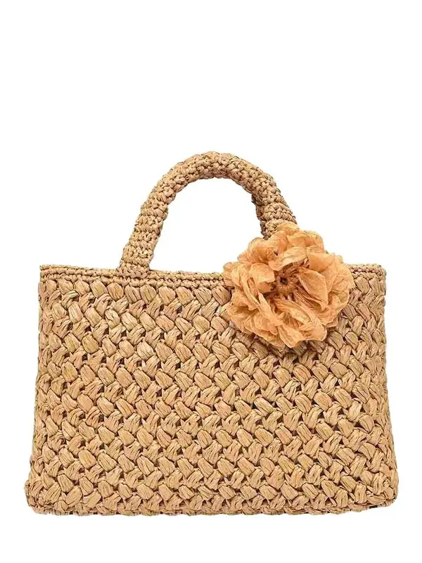 Carmen Sol Positano Raffia Mini Tote - Gold