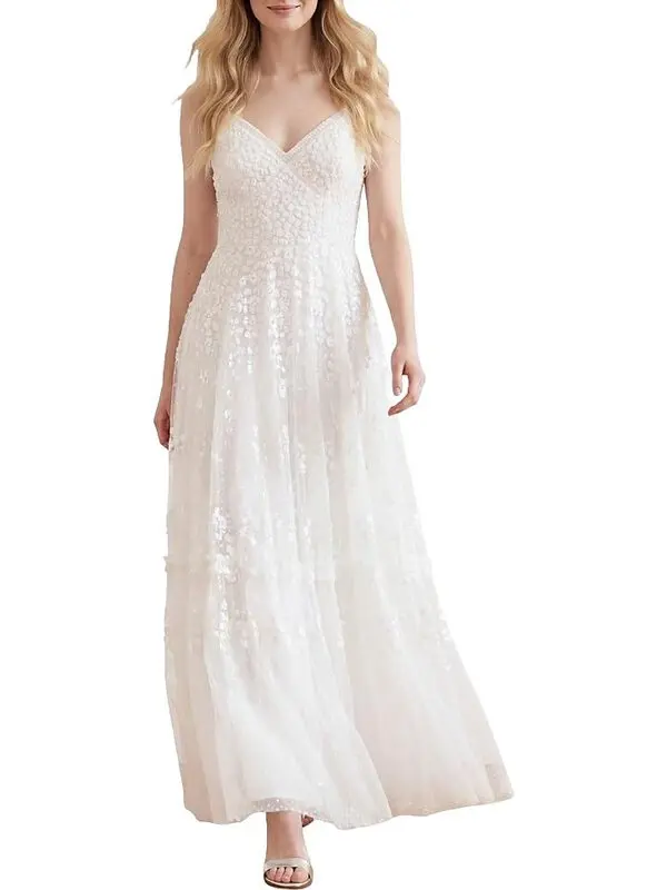 NEEDLE & THREAD Maeva Cami Ankle Gown - Swan White