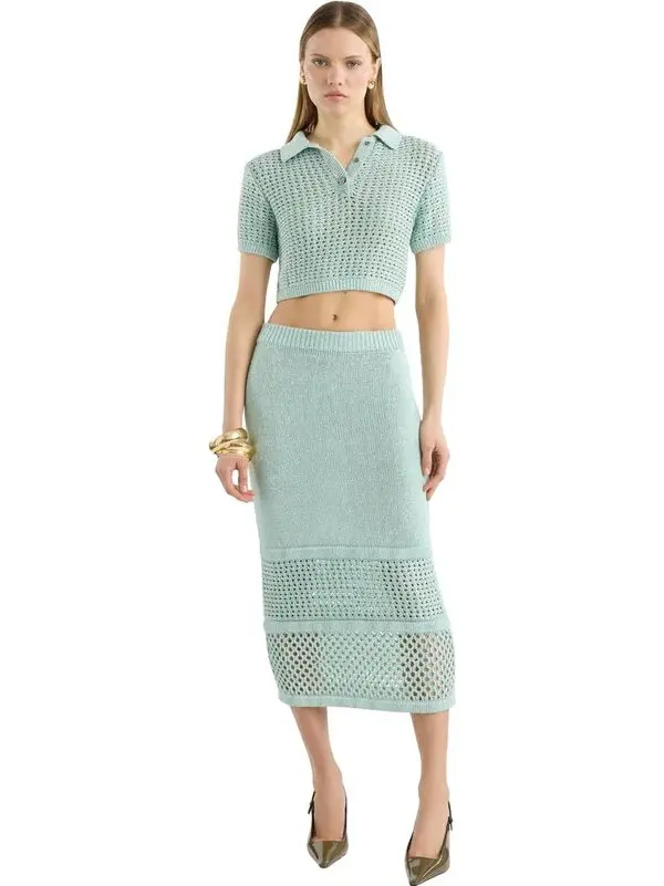 DODIEE Crochet Midi Skirt - Misty Jade