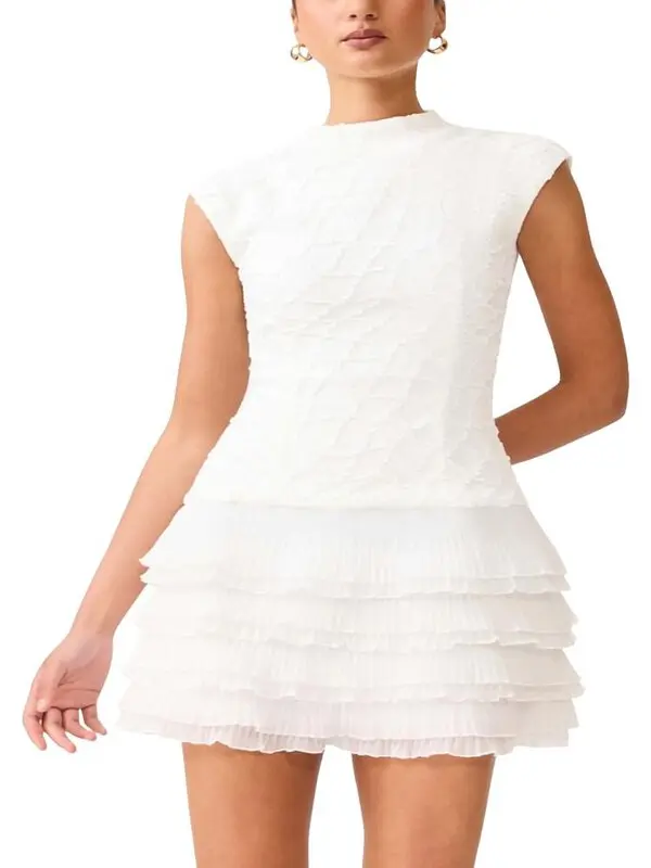 ELLIATT Alexandra Tiered Mini Dress - White