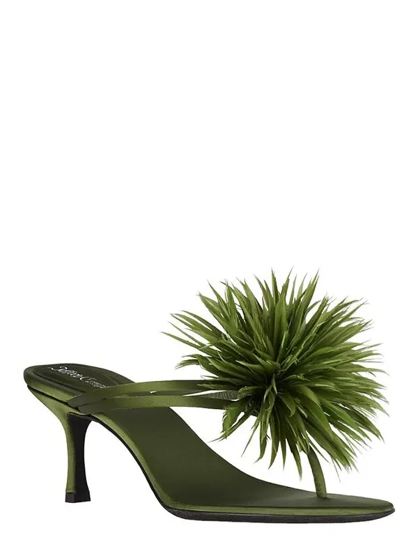 Jeffrey Campbell Firework Thong Sandals - Olive Satin