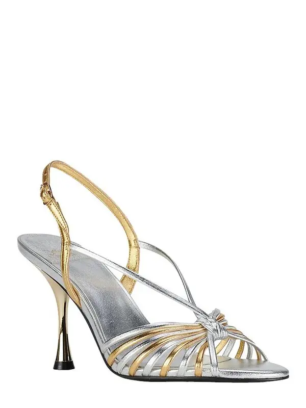 Jeffrey Campbell Galaxia Slingback Sandals - Silver Gold Combo