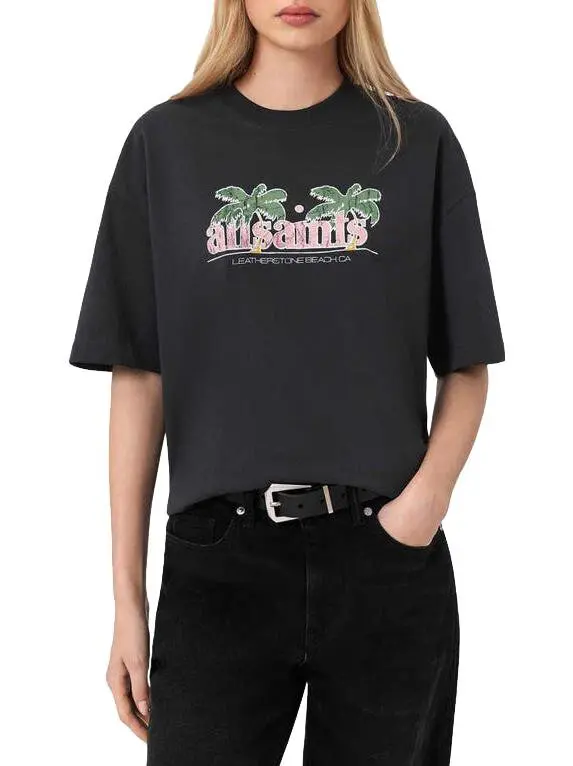 ALLSAINTS Tropico Etta Logo T-shirt - Washed Black