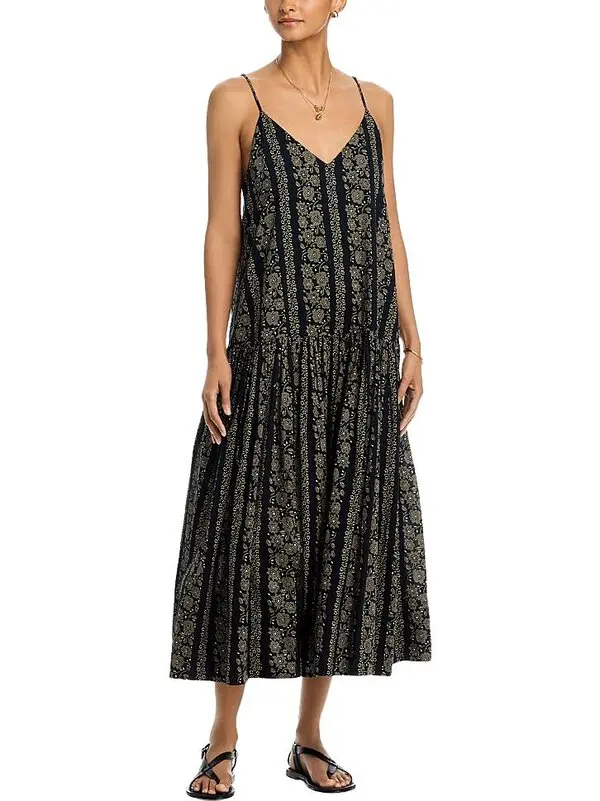 The Great. Drop Waist Dress - Black Cream Floral