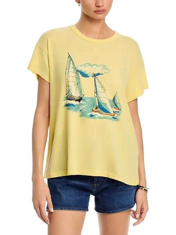 The Great. The Boxy Crew Sailing Boats Graphic Tee - Sunbeam