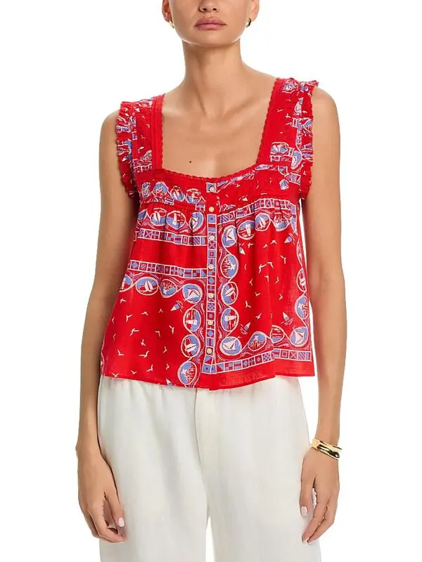 The Great. The Victorian Pleat Tank - Red Sailboat Bandana
