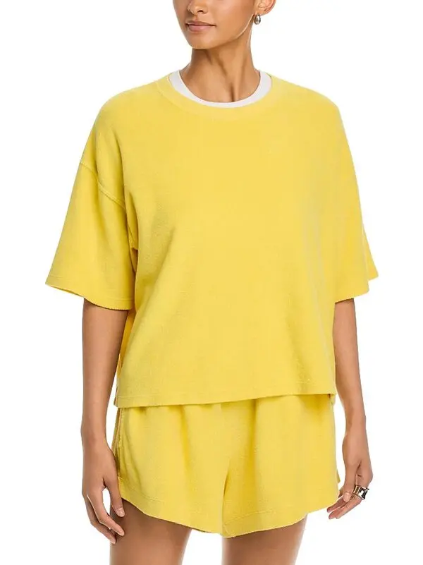 The Great. Micro Terry Track Crew Top - Margarita