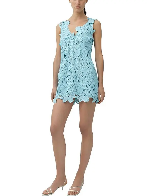 Simkhai Raina Embroidered Sequin Mini Dress - Pool