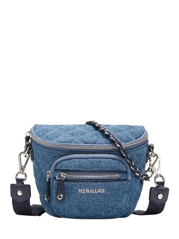 Mz Wallace Micro Crosby Sling Bag - True Blue Denim/silver