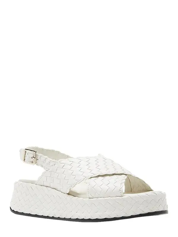 La Canadienne Pacifik Woven Leather Sandals - Milk