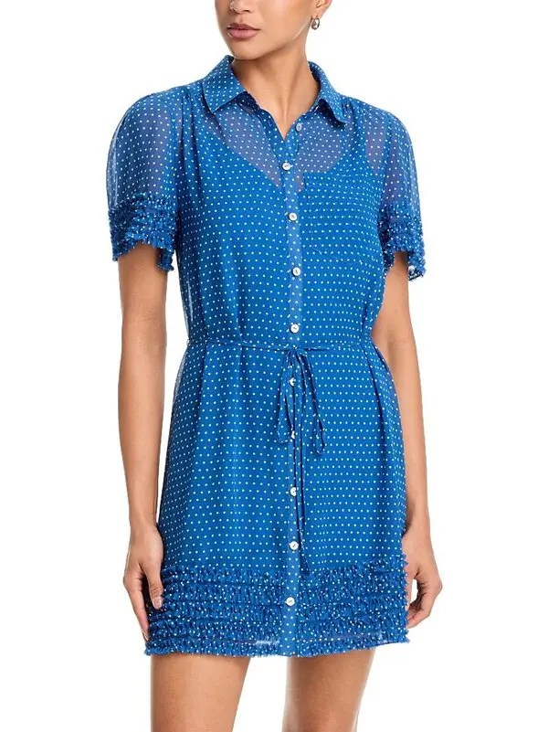 Cinq À Sept Pin Dot Shirtdress - Twilight Bay/ivory